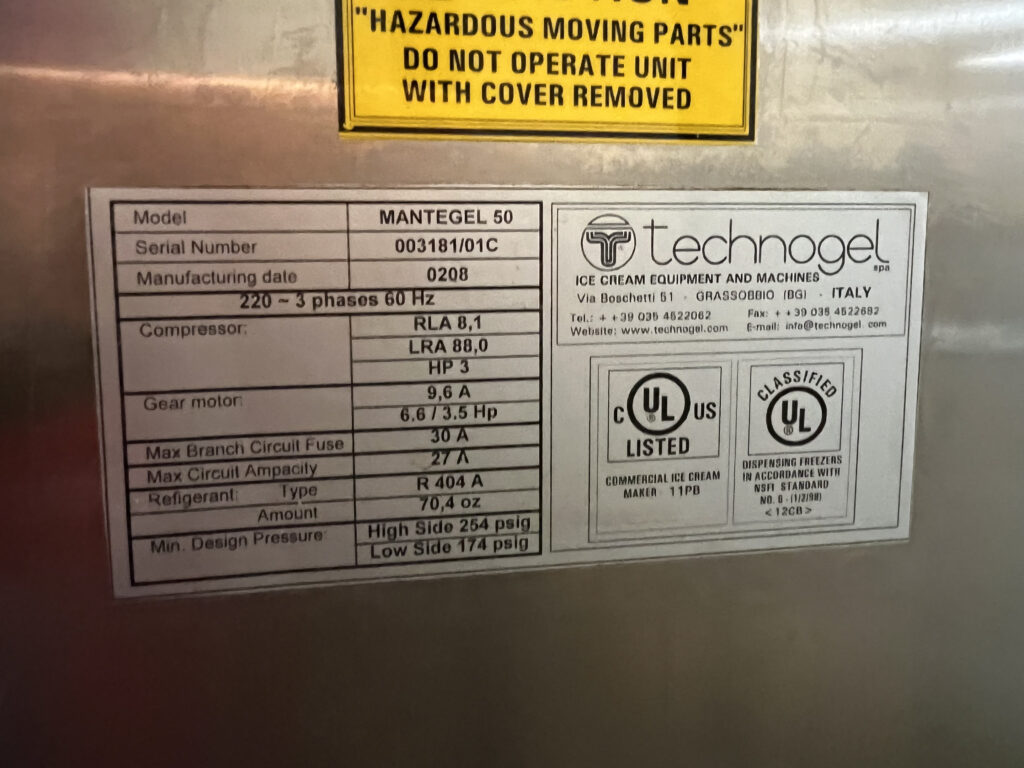 Used Technogel Ice Cream Machine, 3 Phase, 220V REFURBISHED - BD004 ☑️ ...