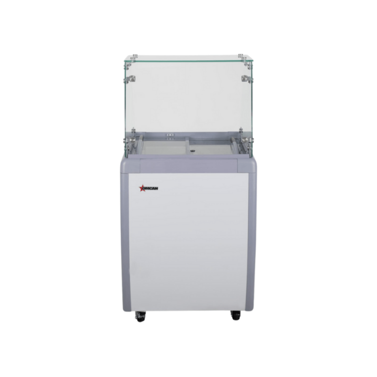 26″ Four Pan Gelato Dipping Cabinet with Flat Sneeze Guard and Pans ☑️ ...